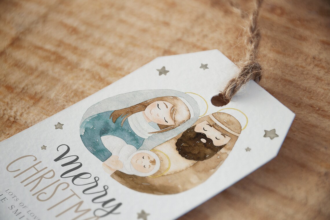 Nativity Christmas Gift Tag Editable Christmas Favors Tag - Etsy