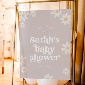 Daisy Welcome Sign Template, Bohemian Daisy Baby Shower Signage ...
