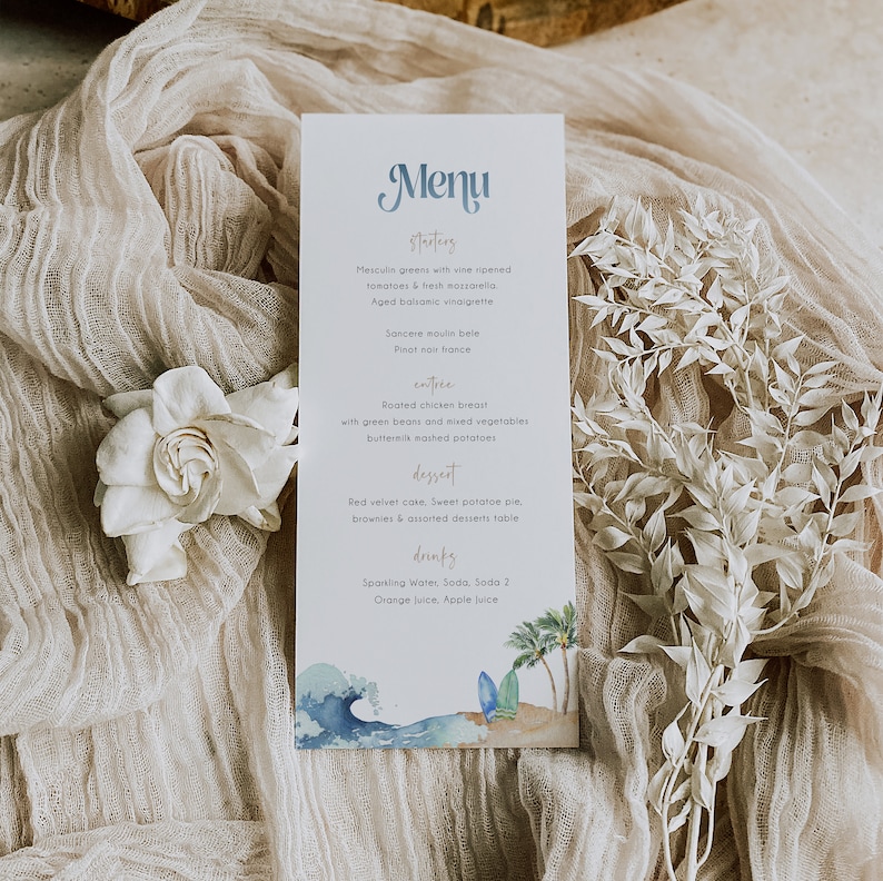 Ocean & Surf Menu Editable Template Beach Baby Shower Menu - Etsy