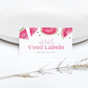 Watermelon Editable Food Labels, Watermelon Place Cards Editable ...