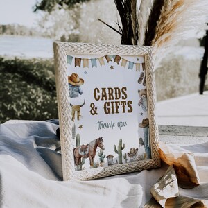 First Rodeo Cards & Gifts Sign Template, Cowboy Birthday Party Sign ...