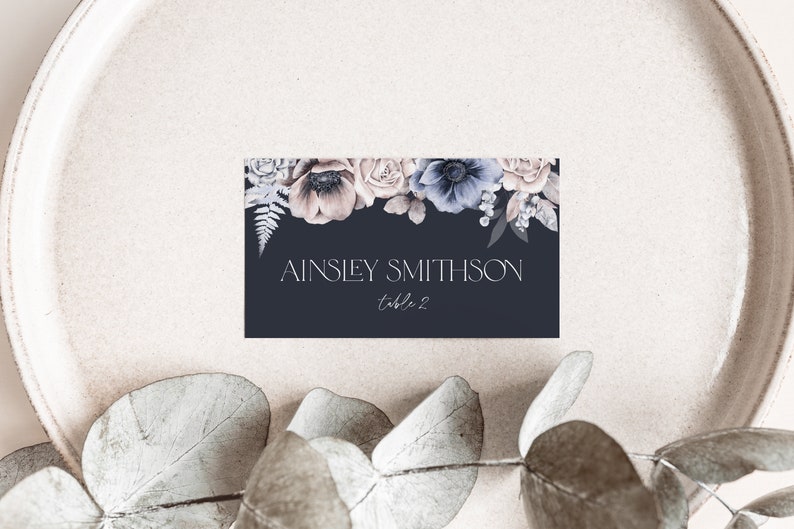 Navy Pastel Wedding Name Cards Template Editable Place Cards - Etsy