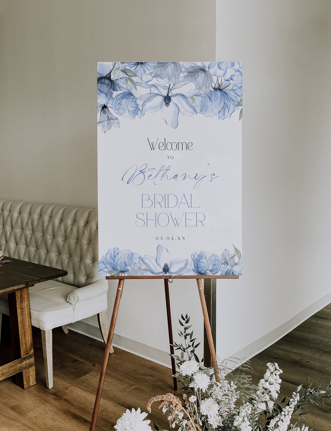 Dusty Blue Welcome Sign Template, Bohemian Bridal Shower Sign ...