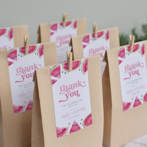 Watermelon Thank You Gift Tag Template, One in A Melon Birthday Party ...