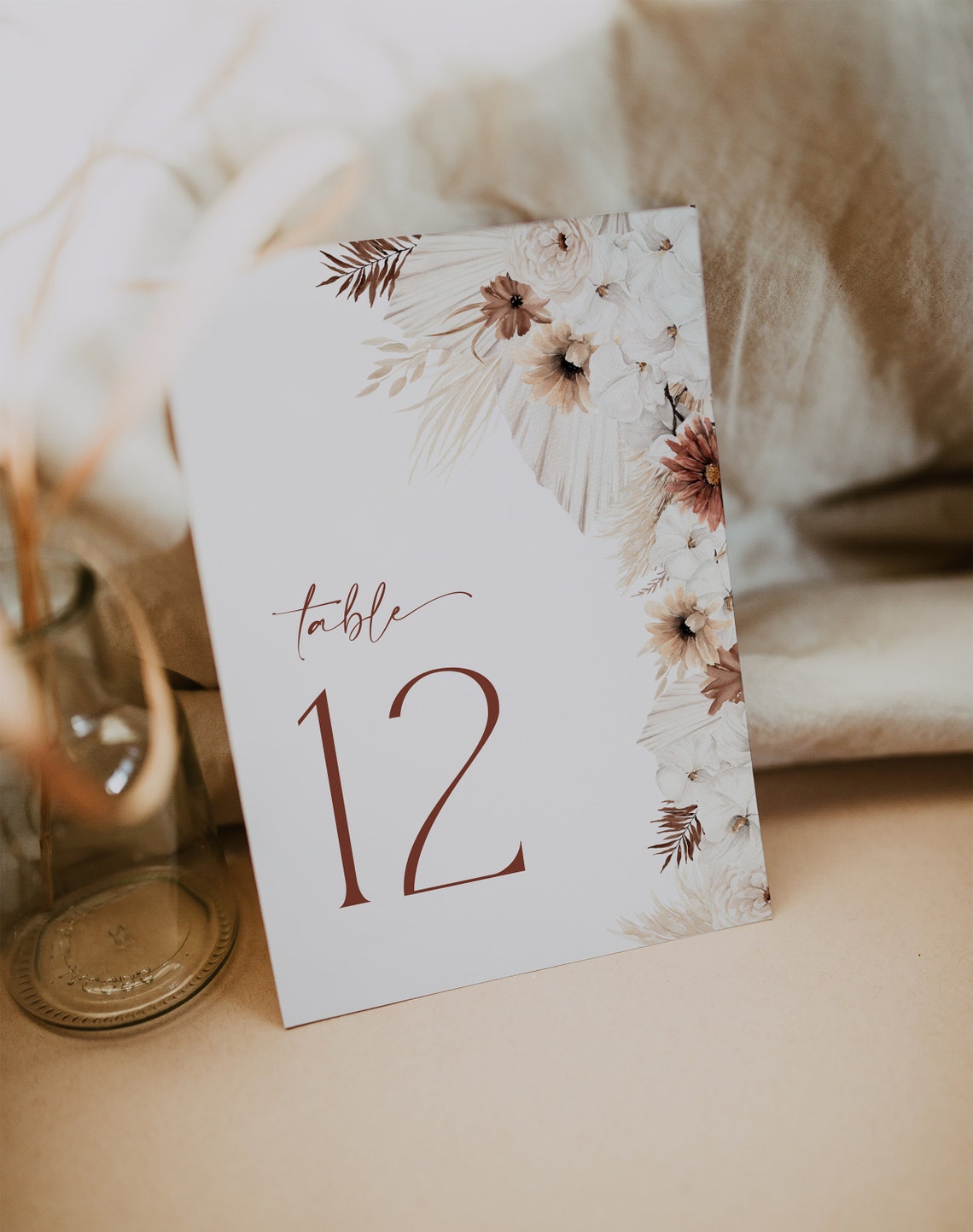 Boho Floral Table Numbers Template, Bohemian Wedding Table Numbers ...