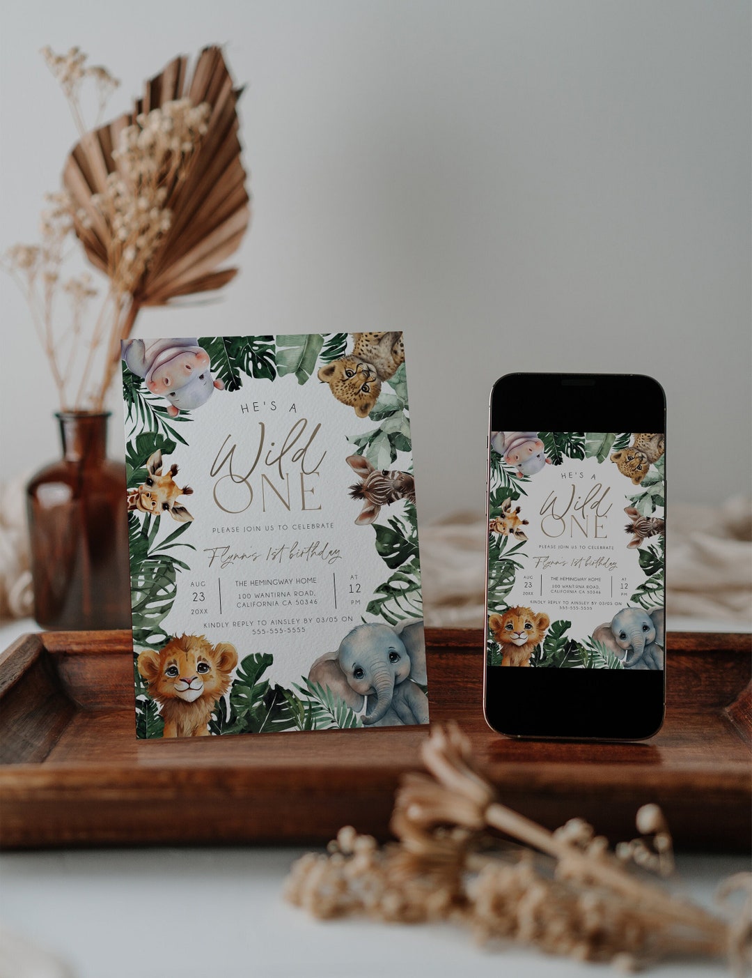 Wild One Birthday Invitation, Wild One Invitation, Safari Wild One ...