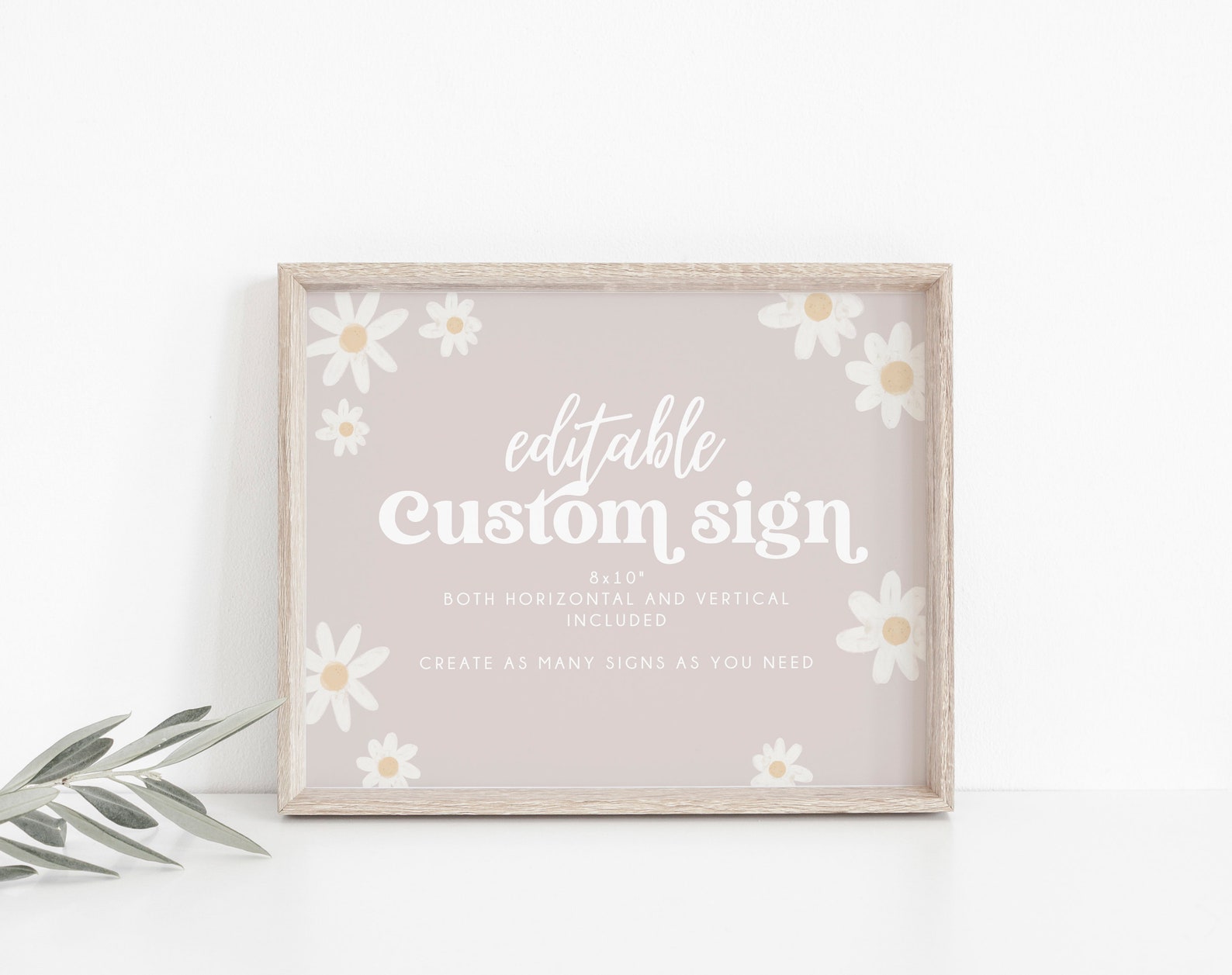 Daisy Custom Sign Template, Bohemian Daisy Fully Editable Custom Sign ...