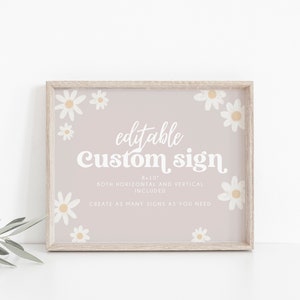 Daisy Custom Sign Template, Bohemian Daisy Fully Editable Custom Sign ...