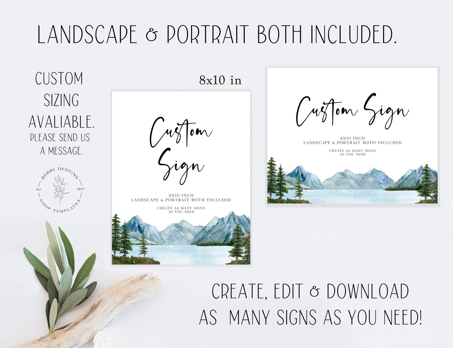 Mountain Custom Sign Sign Editable Template Personalised - Etsy