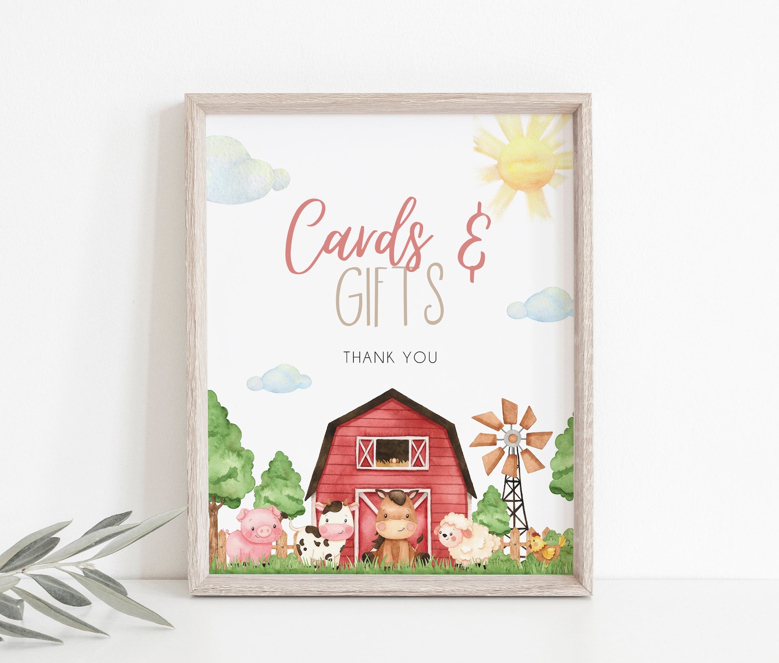 Farm Cards & Gifts Sign Farm Animals Baby Shower Editable - Etsy