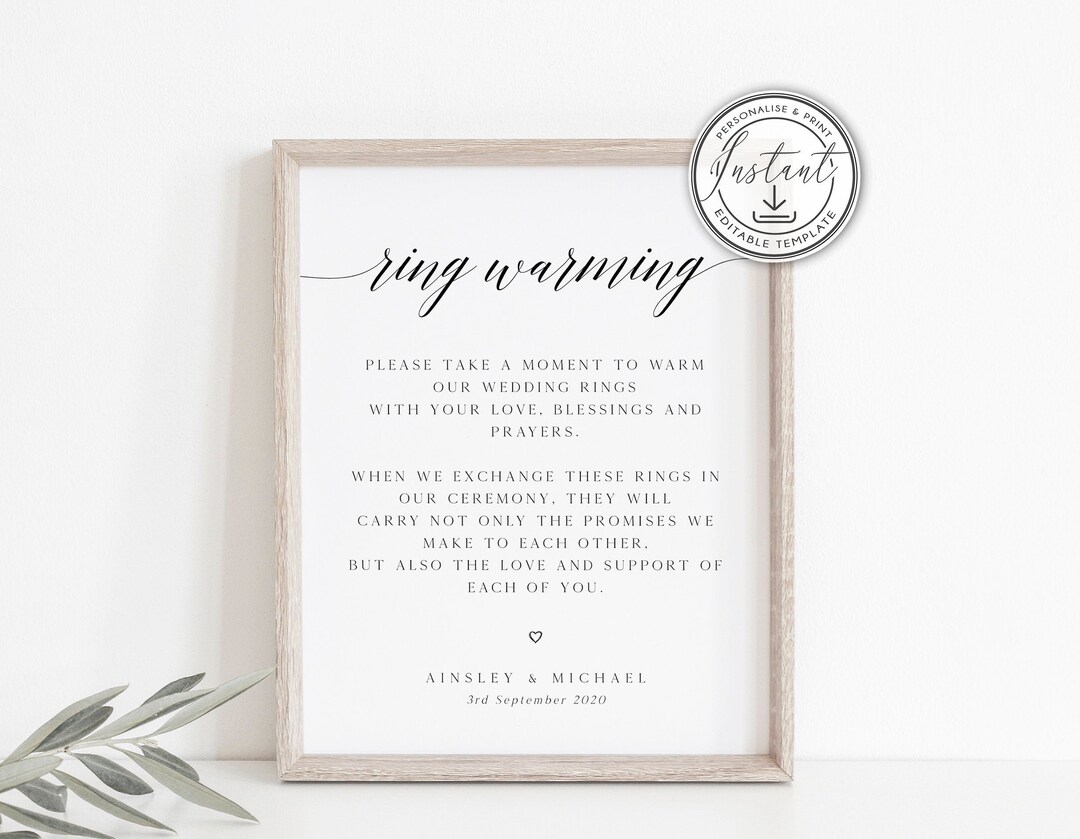Rustic Ring Warming Wedding Sign Template, Editable Sign, Wedding ...