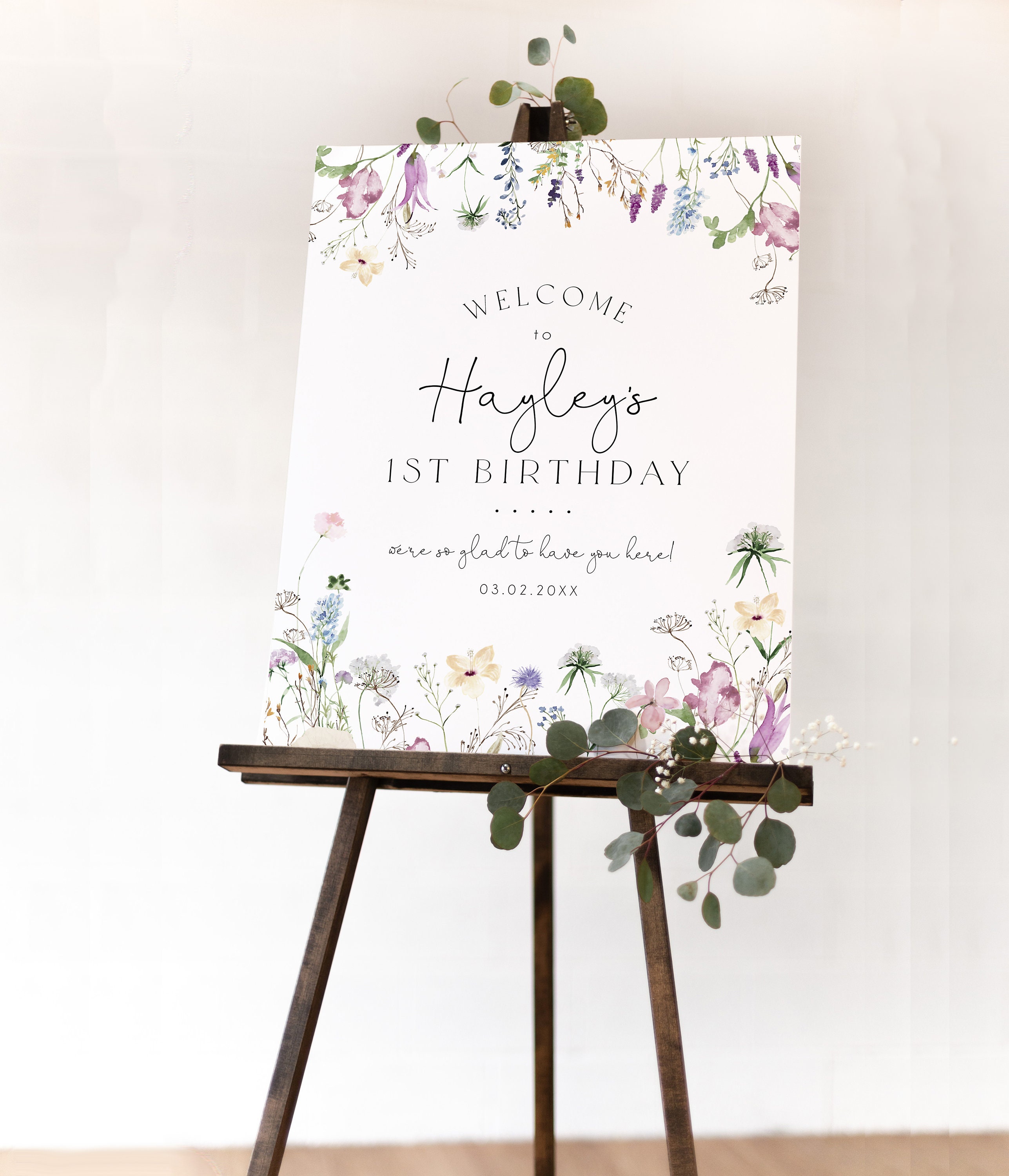 Wildflower Welcome Sign Template Girl 1st Birthday Large | Etsy