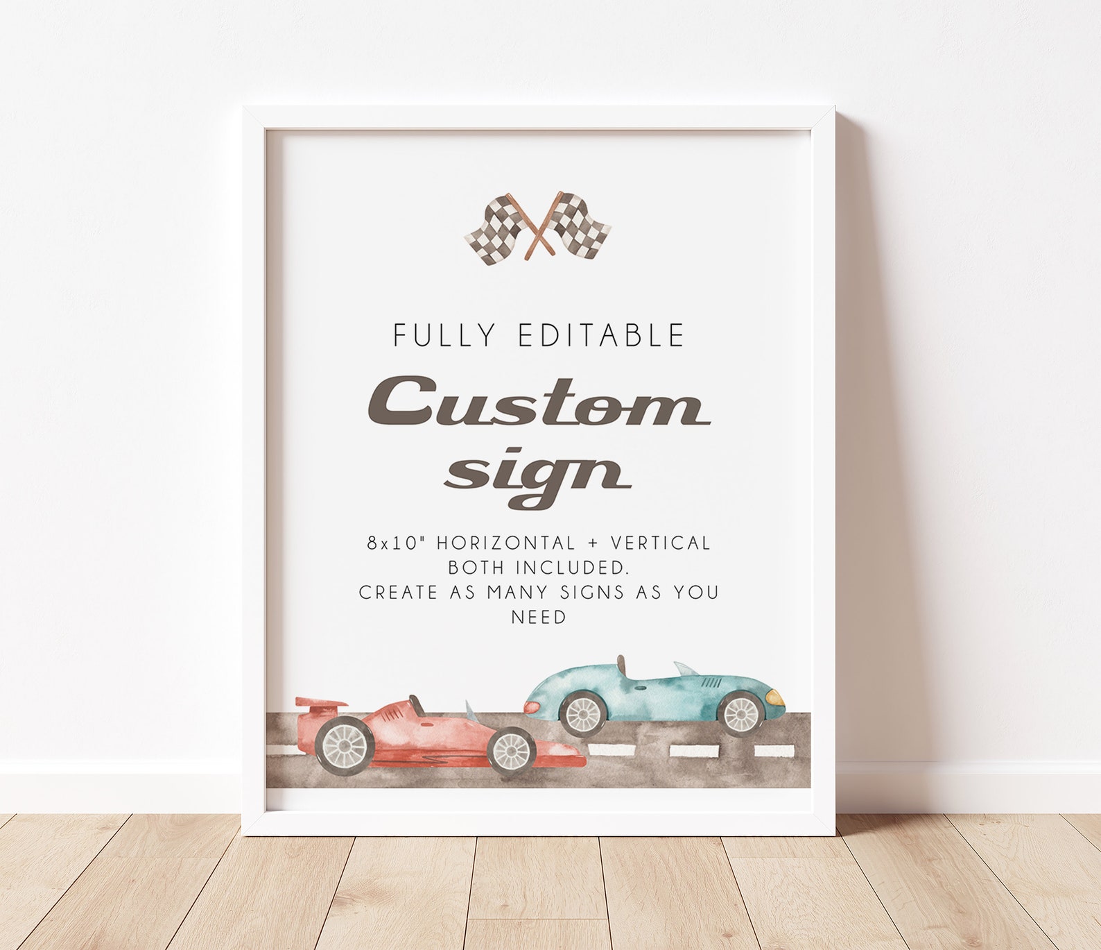 Race Car Custom Sign Template, Race Car Birthday Party Sign, Editable ...