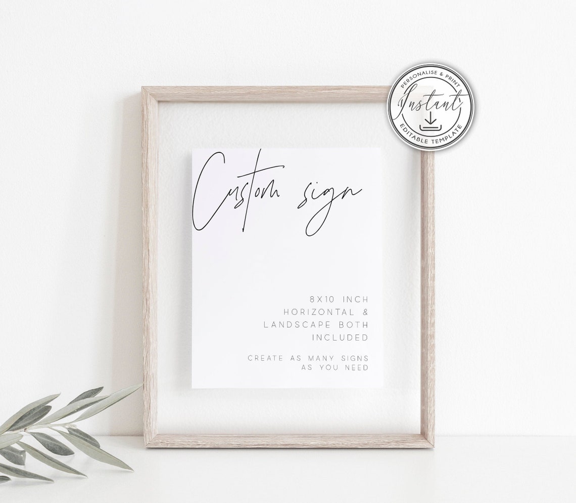Minimalist Custom Sign Editable Template Modern Wedding | Etsy