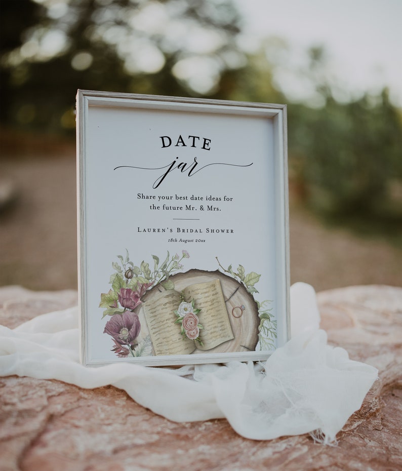 Storybook Date Ideas Sign Template Chapter Book Themed Bridal - Etsy