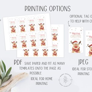 Deer Merry Christmas Tag, Editable Christmas Gift Tag Template, Instant ...