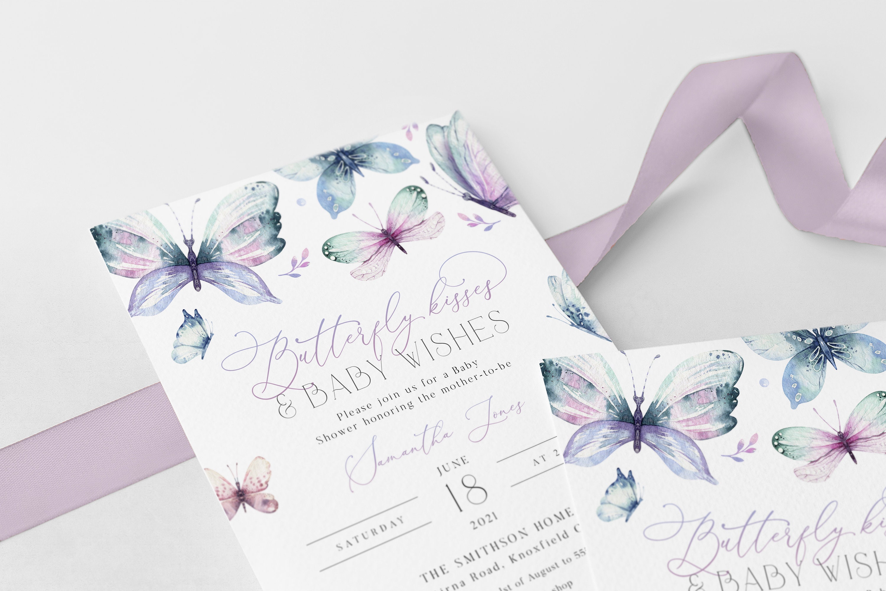 Butterfly Baby Shower Invitation Template Editable | Etsy