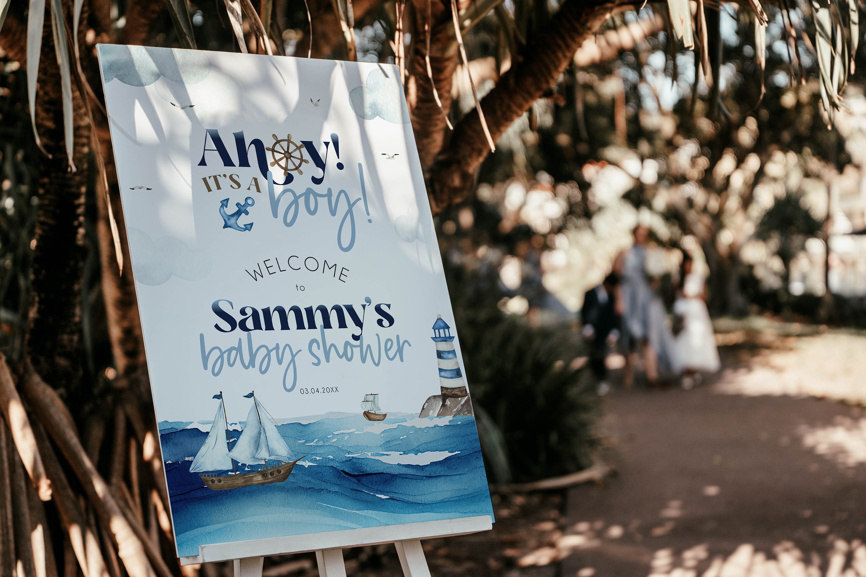 Ahoy It's a Boy Welcome Sign Template Nautical Baby - Etsy