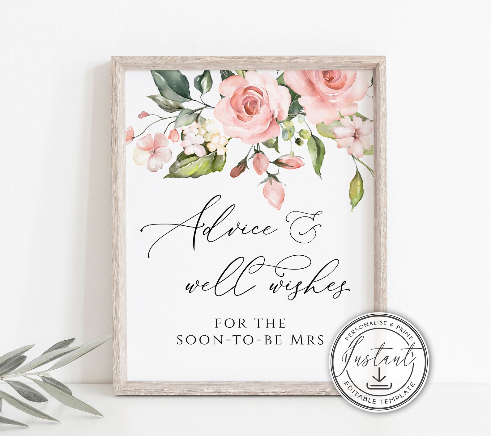 Blush Advice and Well Wishes Sign Template Bohemian Bridal | Etsy