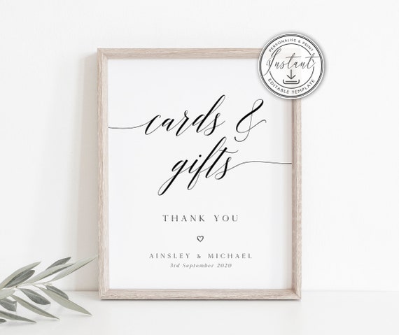 Rustic Cards & Gifts Wedding Sign Template Editable Sign - Etsy