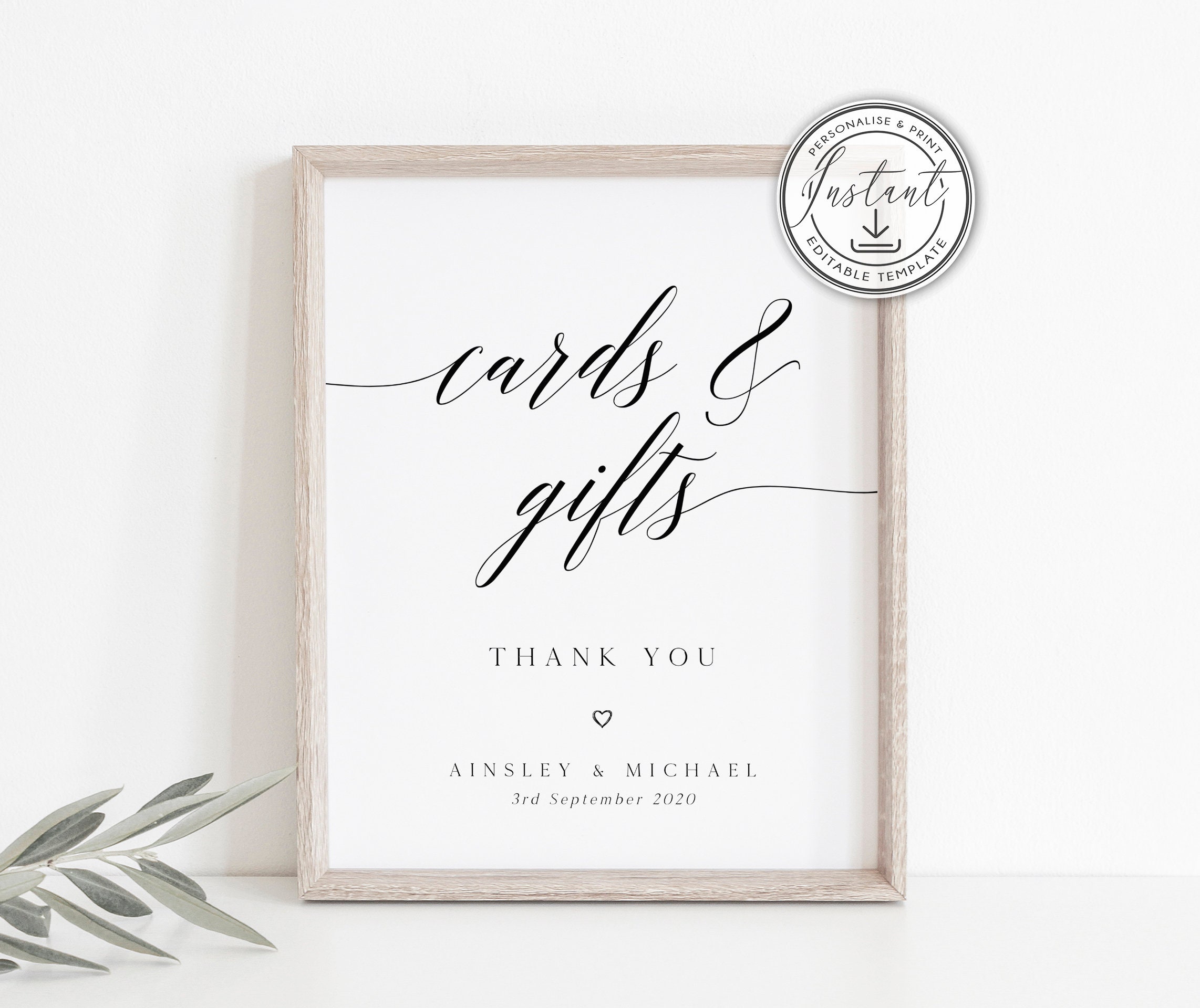Rustic Cards & Gifts Wedding Sign Template Editable Sign - Etsy
