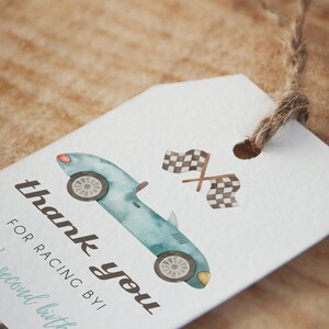 Race Car Birthday Favor Tag, Blue Race Car Thank You Gift Tag ...