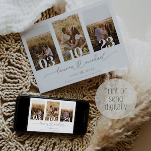 Photo Save the Date Template, Multiple Photos Save the Date, Modern ...