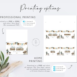 Cowboy Editable Food Labels, Western Themed Birthday Place Cards, 1st ...