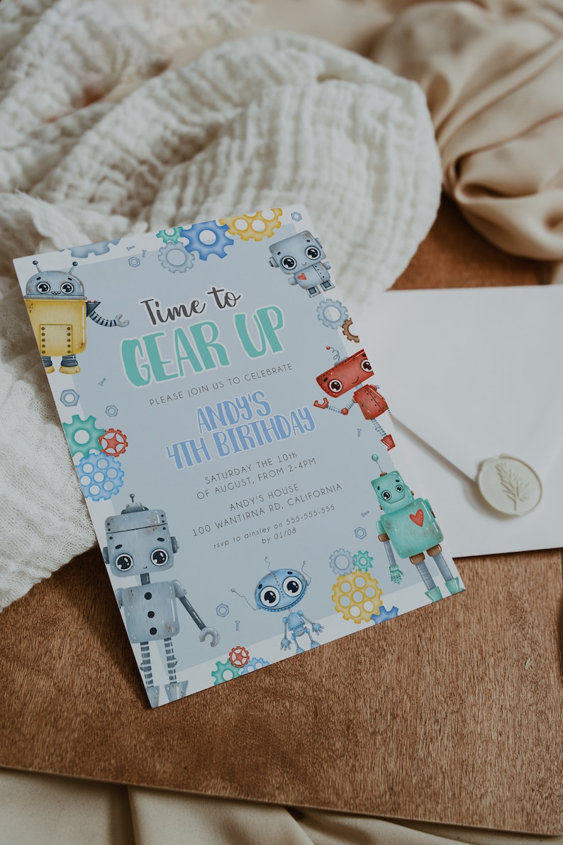Robot Birthday Invitation Template Robots Themed Birthday | Etsy