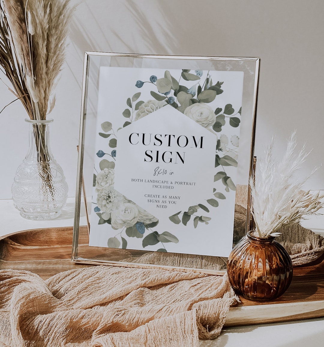 Rustic Greenery Custom Sign Template, Editable Sign, Personalised Signs ...