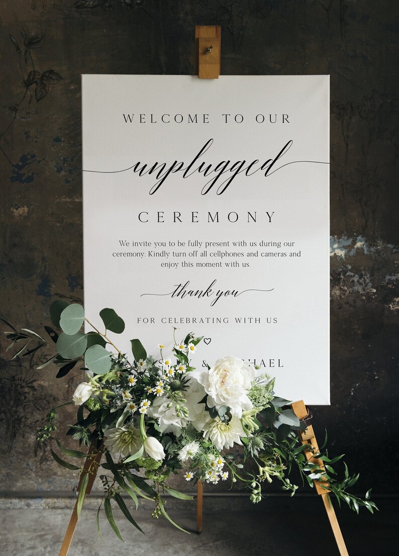Rustic Unplugged Ceremony Welcome Sign Editable Template - Etsy
