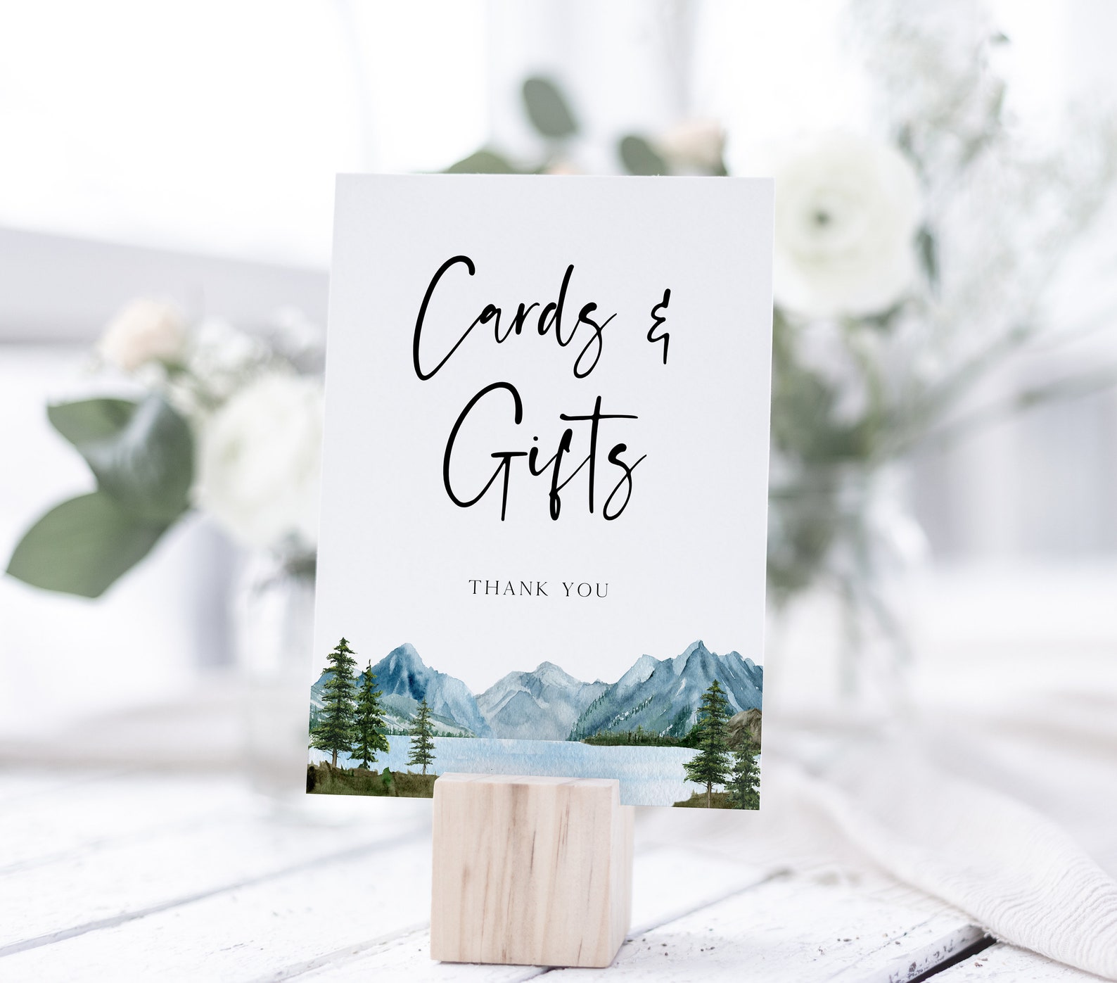 Mountain Cards & Gifts Sign Editable Template Lake Wedding | Etsy