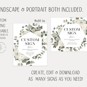Rustic Greenery Custom Sign Template, Editable Sign, Personalised Signs ...