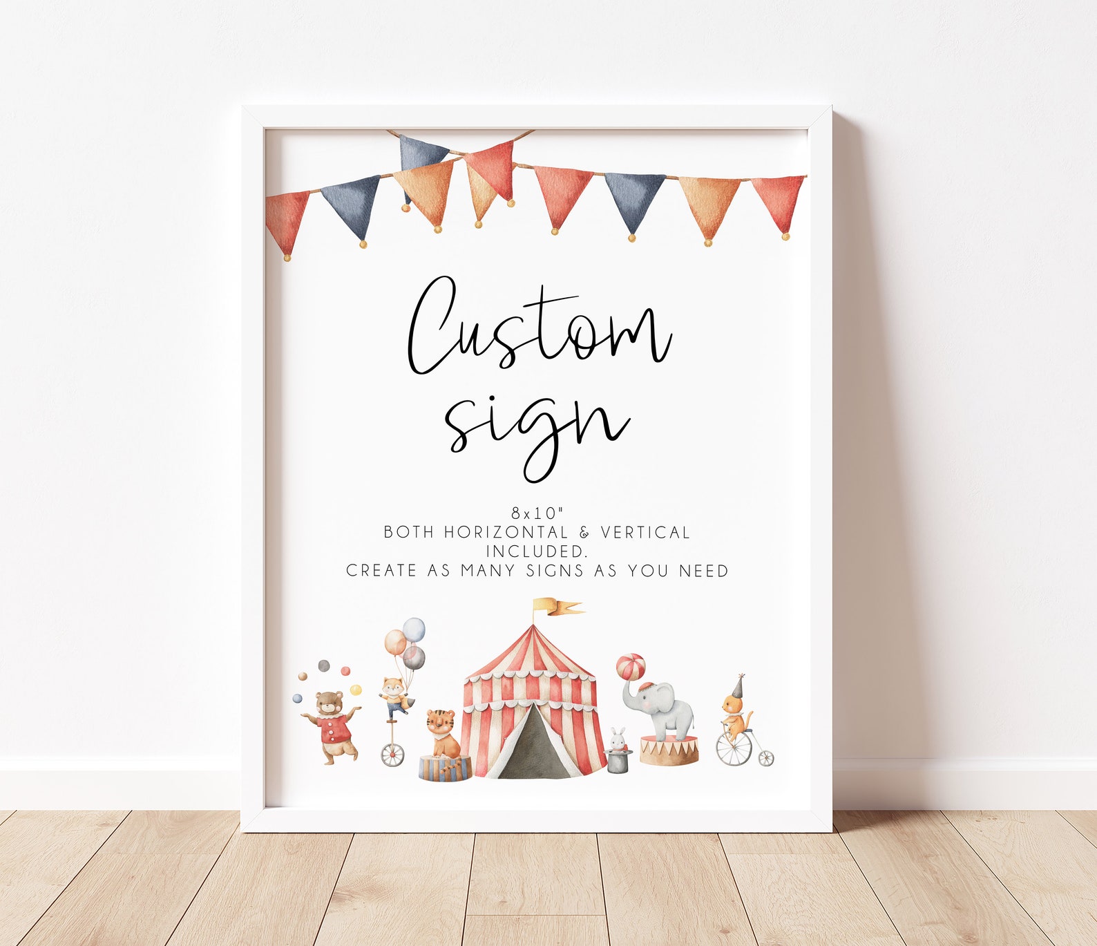 Circus Custom Sign Template, Circus Birthday Party Editable Sign ...