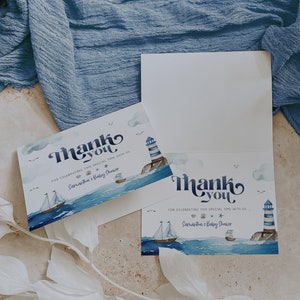 Nautical Thank You Card Template, Ahoy It's a Boy Thank You Card ...