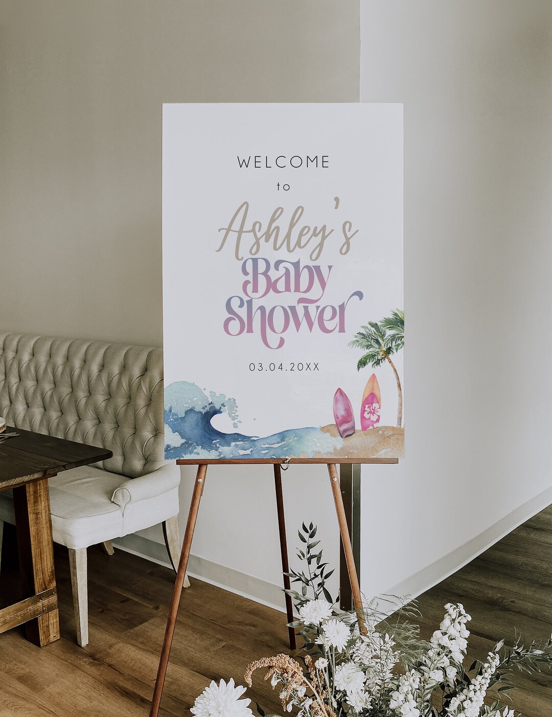 Baby on Board Welcome Sign, Surf Beach Baby Shower Welcome Sign ...