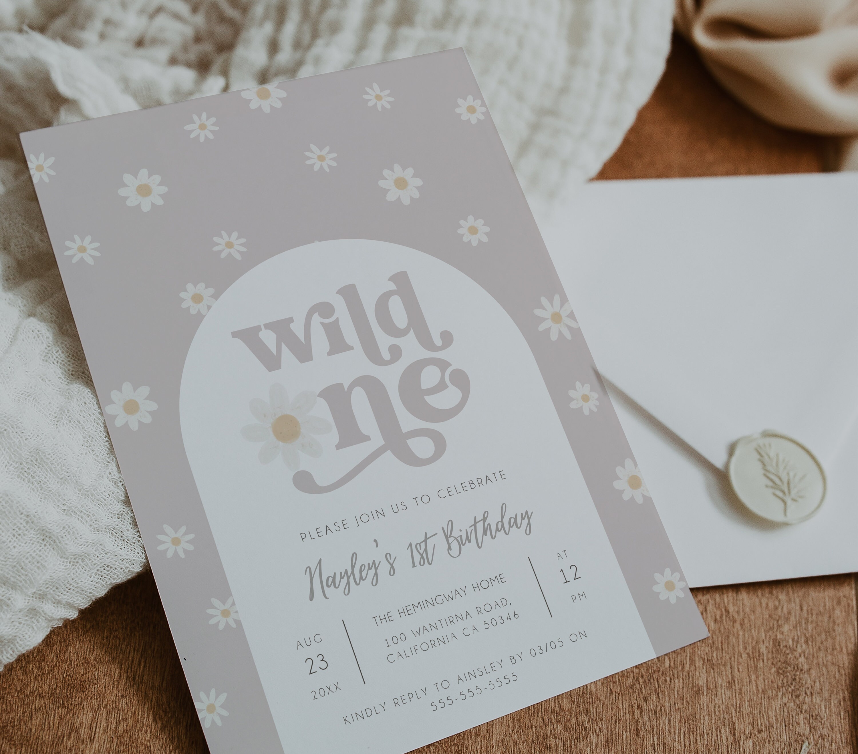 Daisy 1st Birthday Invitation, Wild One Floral Birthday Invite, Daisy ...