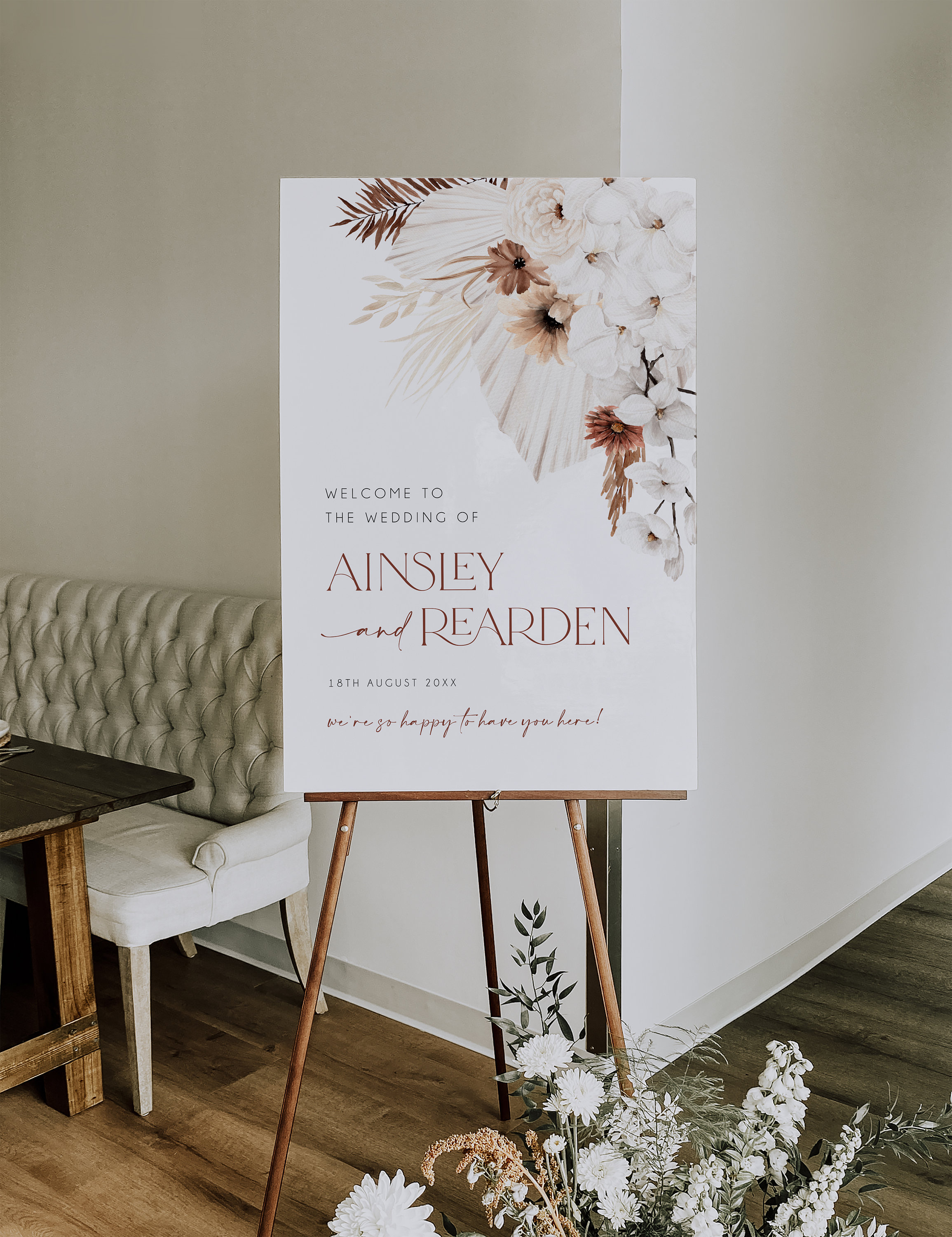 Boho Floral Wedding Welcome Sign Bohemian Wedding Signage - Etsy