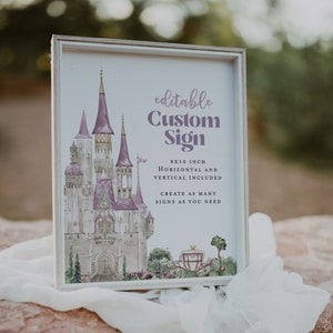 Princess Custom Sign Editable Template, Little Princess & Castle ...