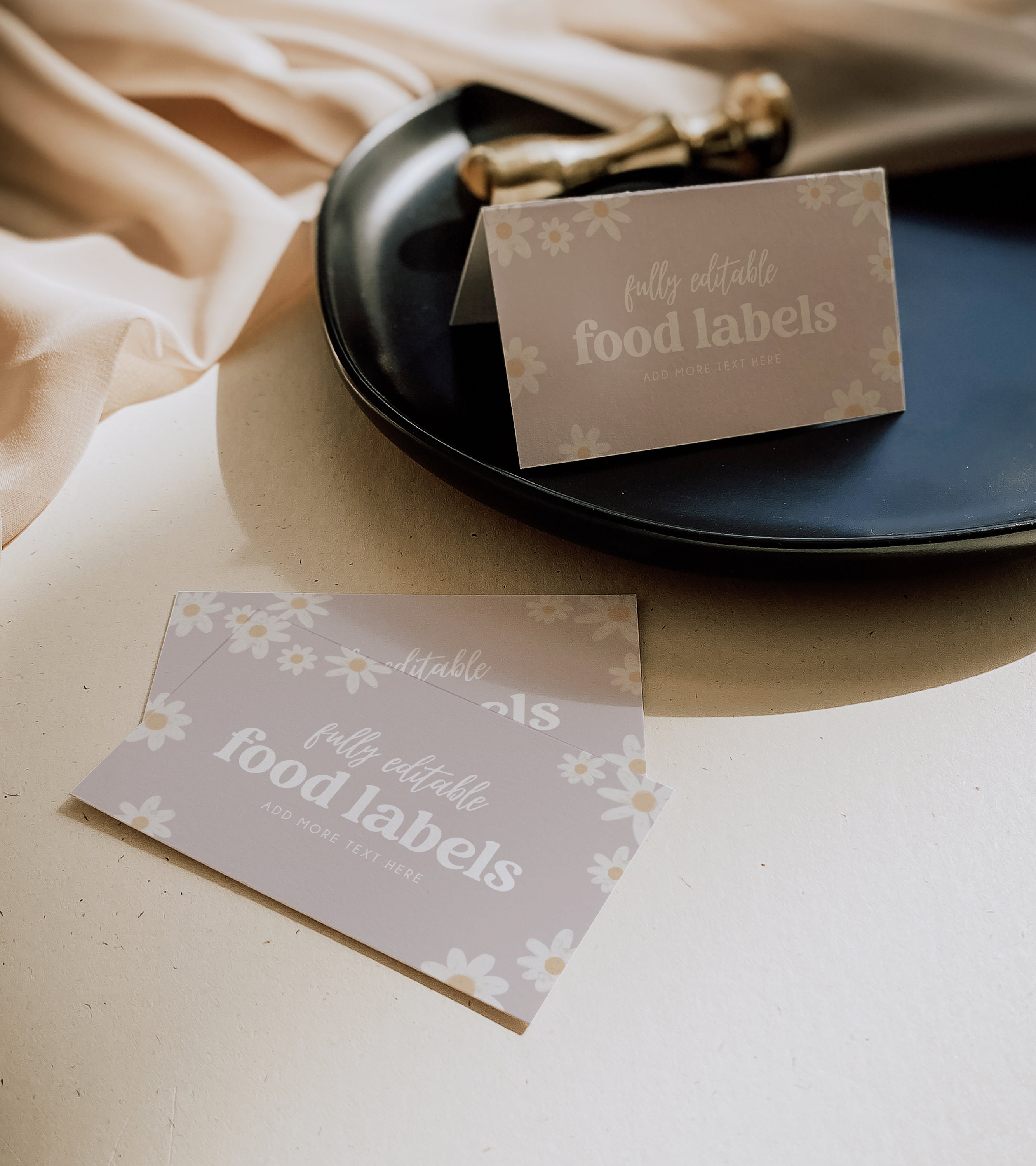 Daisy Food Labels & Name Cards Template Bohemian Daisy - Etsy