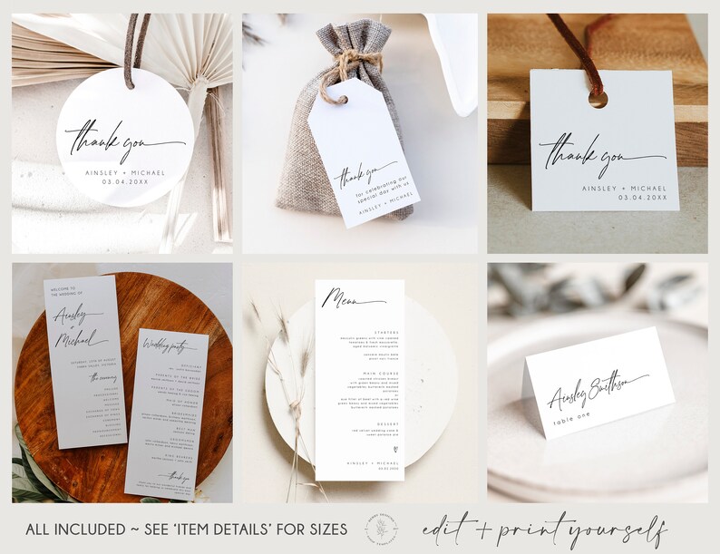 Minimalist Wedding Bundle, Modern Wedding Template Bundle, DIY Wedding ...