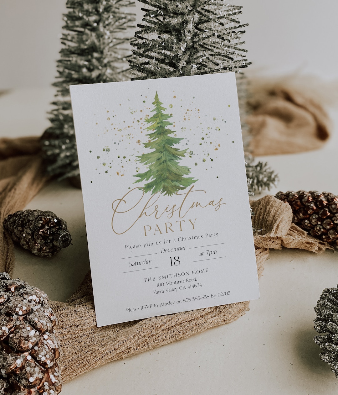 Holiday Christmas Party Invitation, Christmas Tree Invitation ...