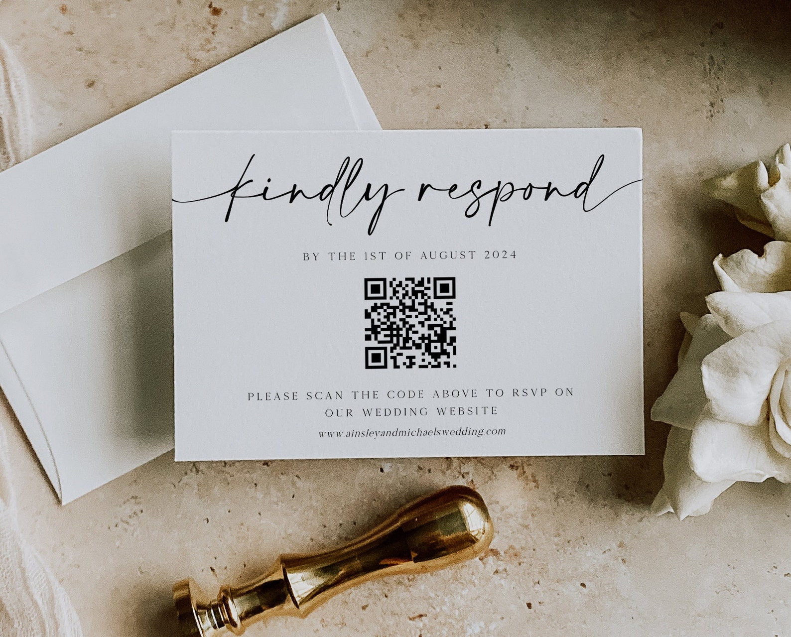 Minimalist QR Code Wedding RSVP Card Online Reply Card | Etsy