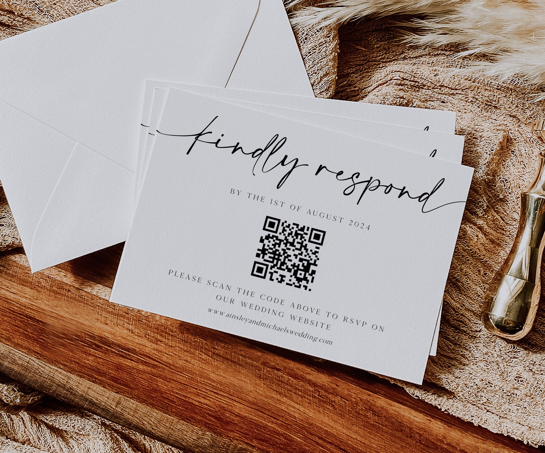 Minimalist QR Code Wedding RSVP Card Online Reply Card - Etsy
