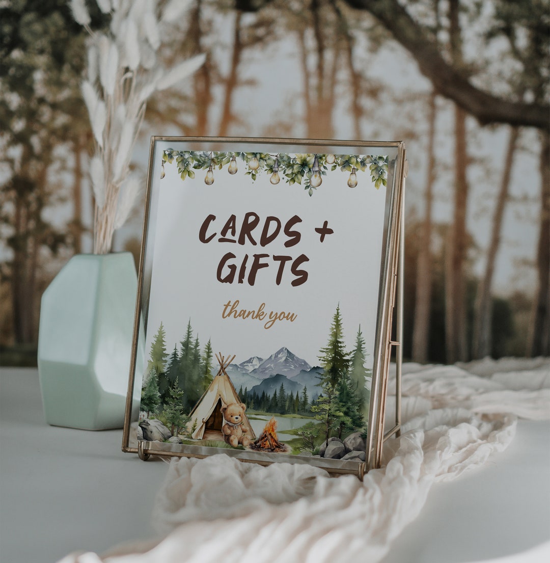 Mountain Cards & Gifts Sign Template, Camp Themed Card and Gifts ...