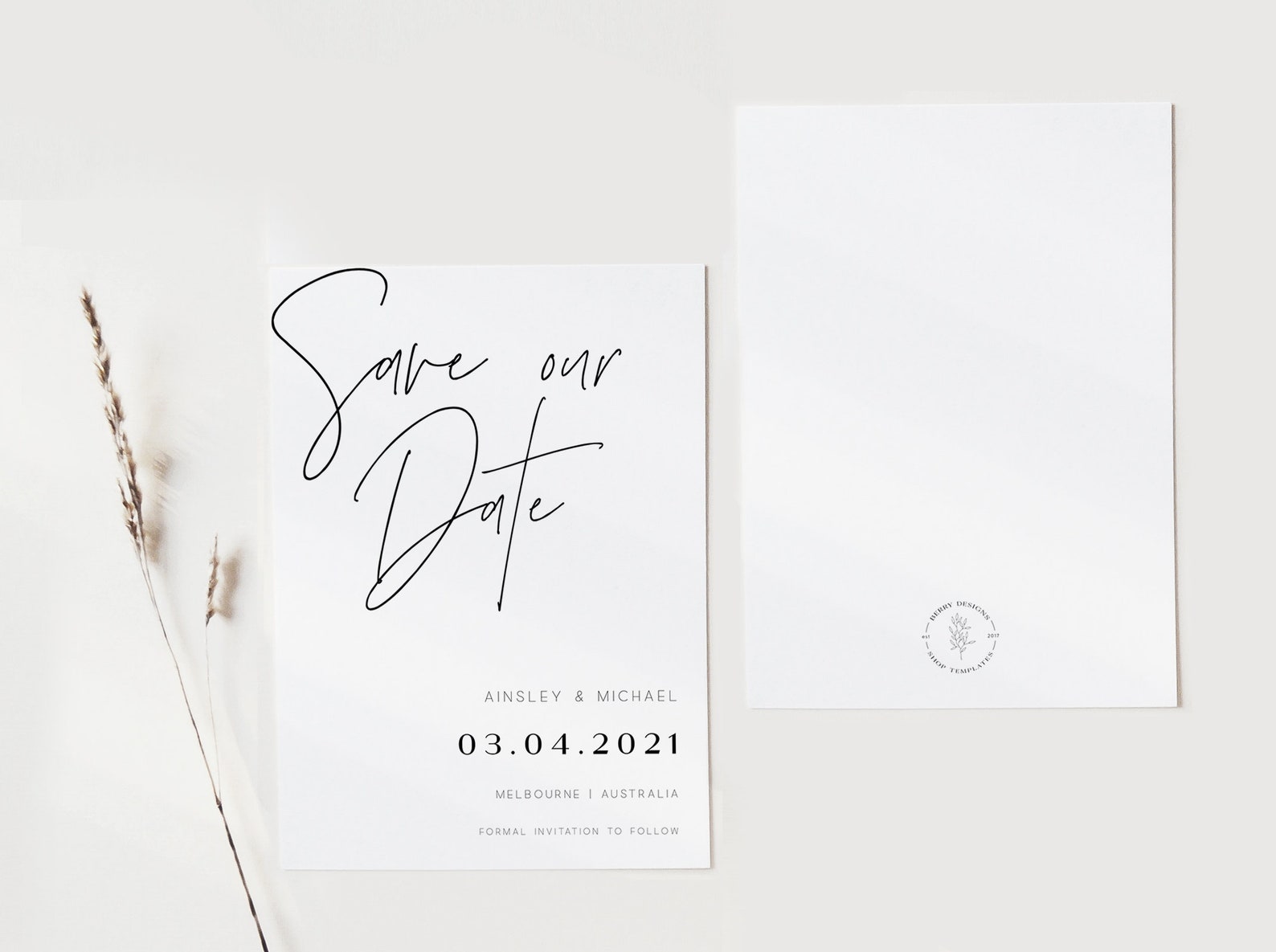 Minimalist Save Our Date Invitation Editable Template, Modern Save the ...