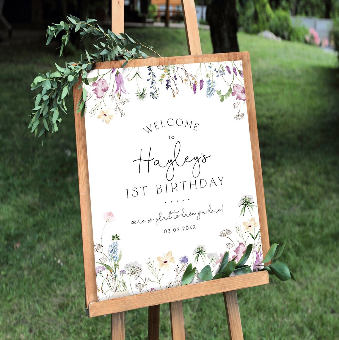 Wildflower Welcome Sign Template Girl 1st Birthday Large | Etsy