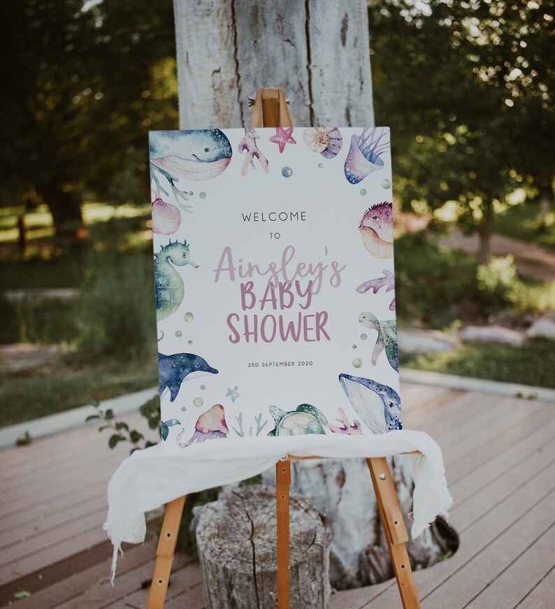 Ocean & Sea Welcome Sign Editable Template Ocean Baby Shower - Etsy