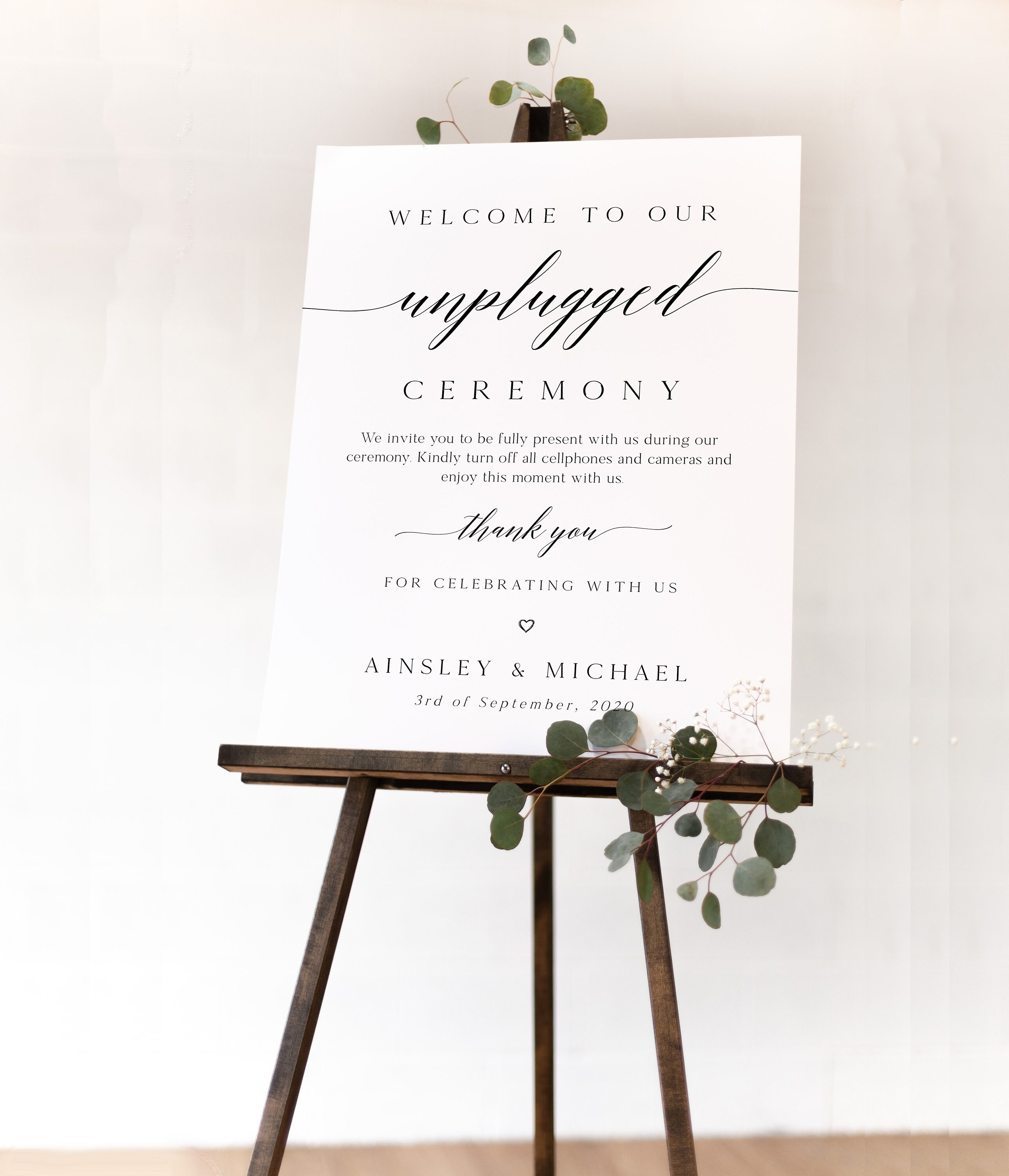 Rustic Unplugged Ceremony Welcome Sign Editable Template - Etsy