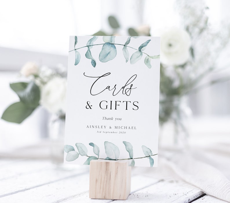Eucalyptus Card & Gifts Editable Sign Template Watercolor - Etsy